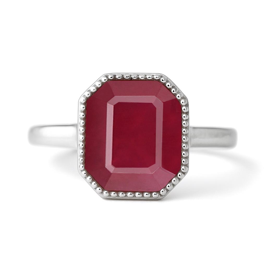 Classic Sterling Silver Ruby Gemstone Ring for Men